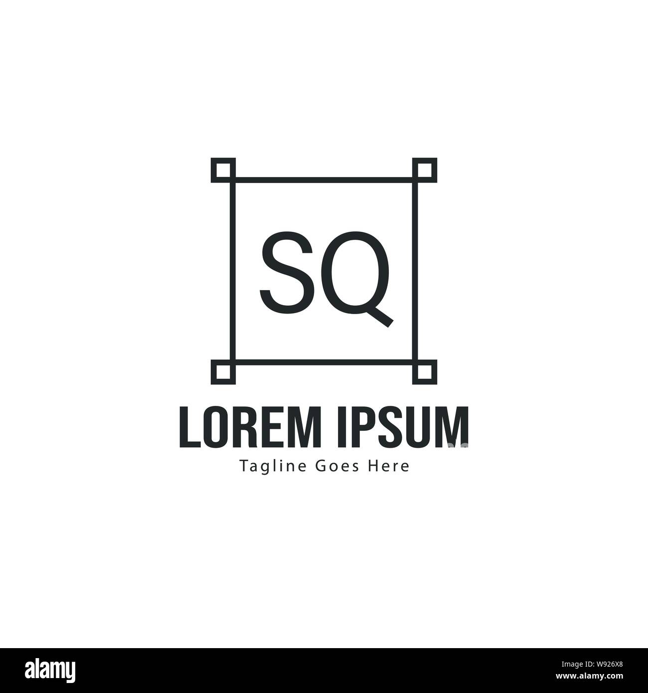 Initial SQ logo template with modern frame. Minimalist SQ letter logo ...