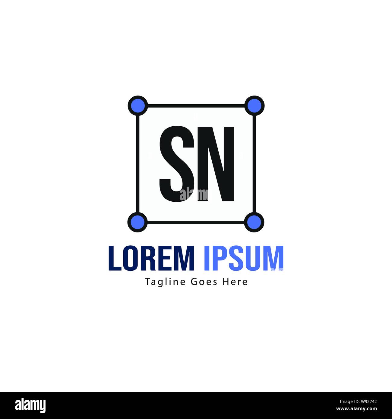 Initial SN logo template with modern frame. Minimalist SN letter logo ...
