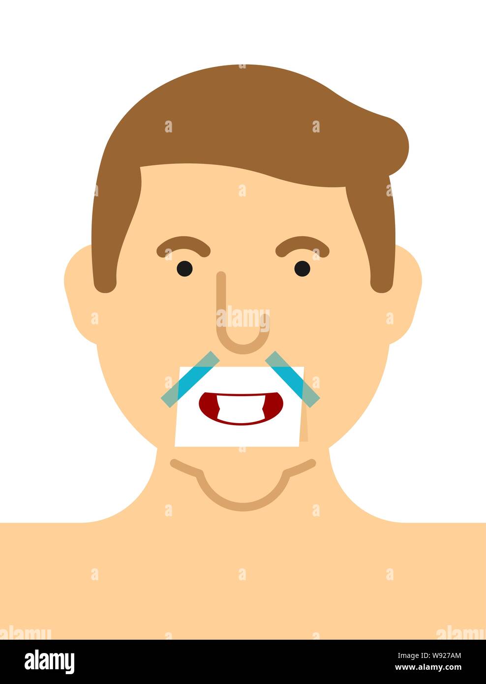 Happy mouth Sticker on face. Smiling guy face. Vector illustration ...