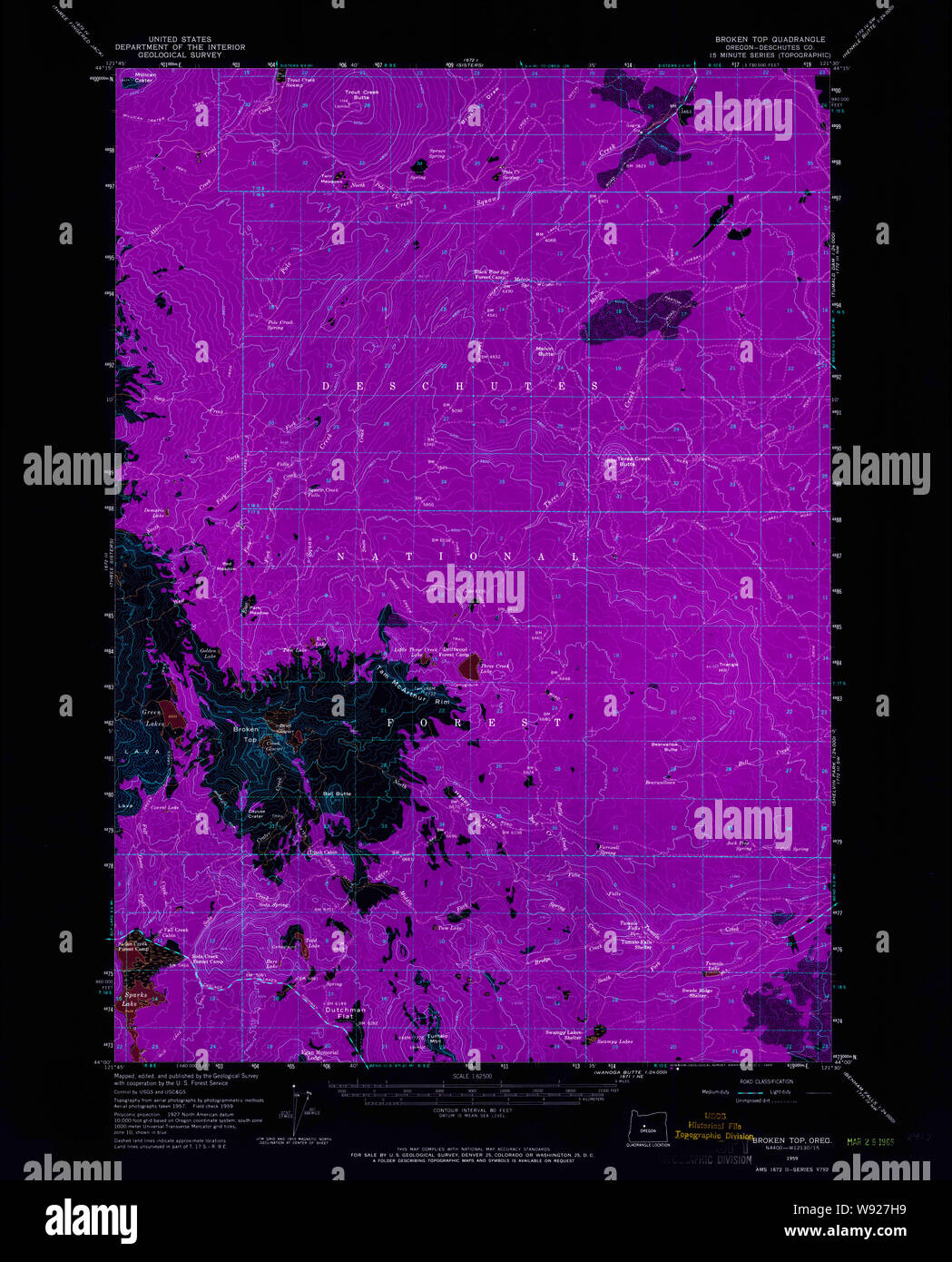 USGS Topo Map Oregon Broken Top 282279 1959 62500 Inverted Restoration ...