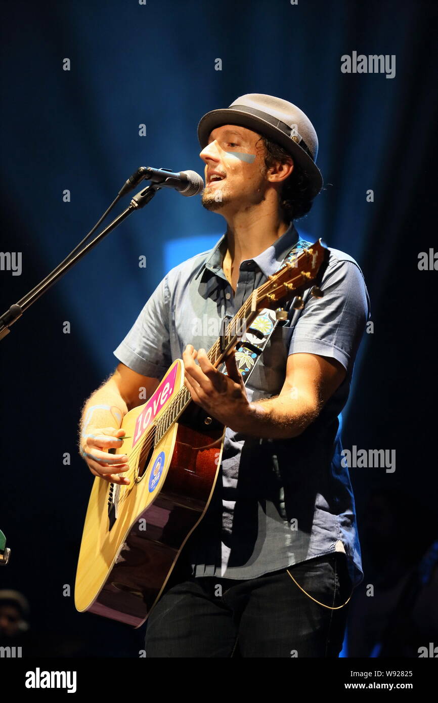 American singer-songwriter Jason Mraz performs during a concert in ...