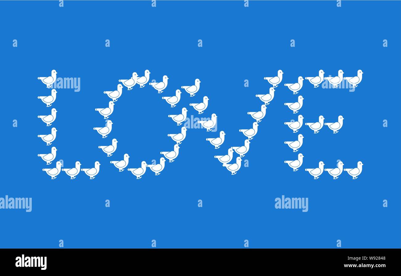 Word love made of white doves. pigeon symbol love Stock Vector Image ...