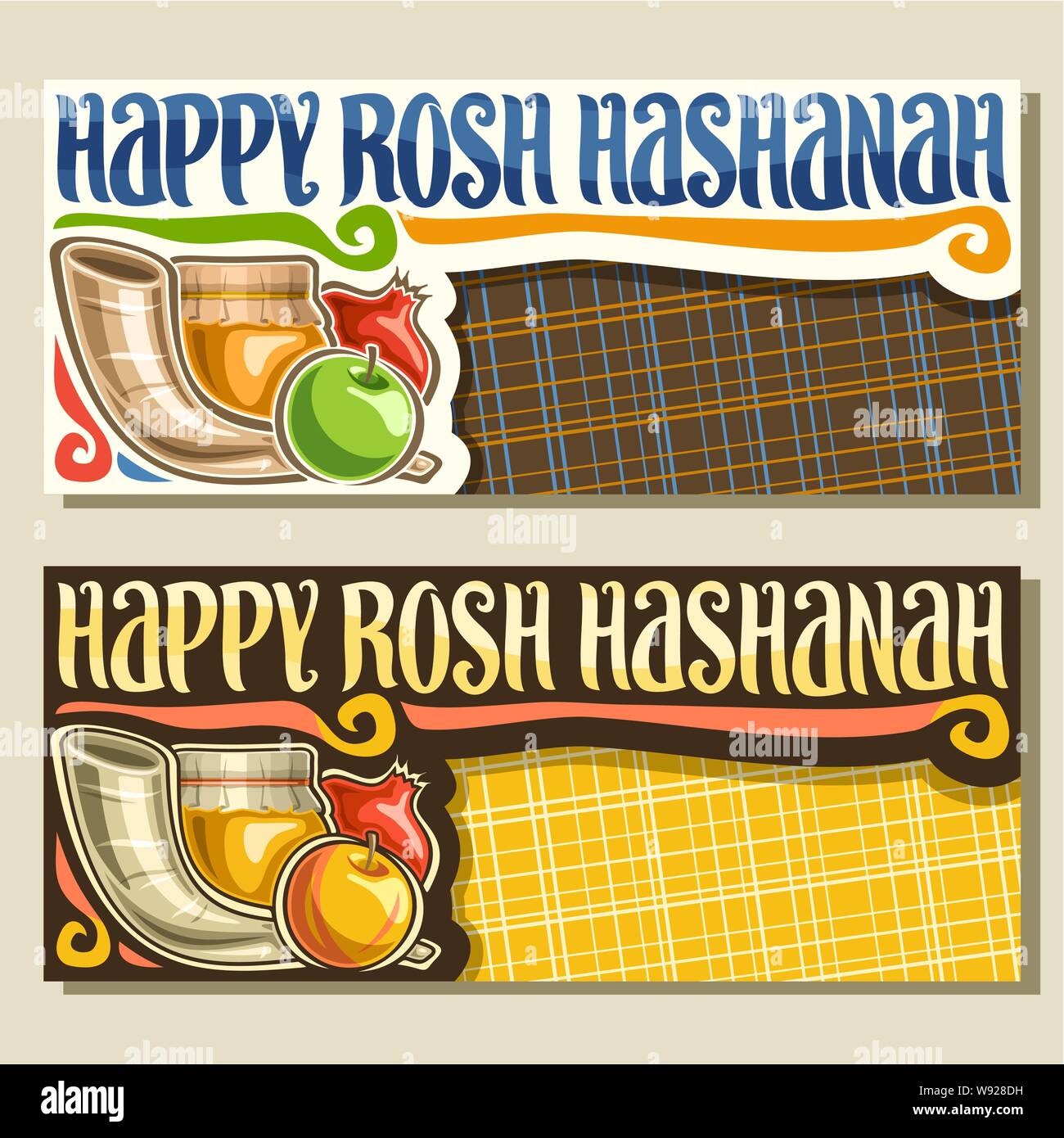 Vector banners for jewish holiday Rosh Hashanah Stock Vector Image ...
