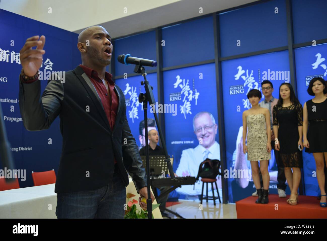 --FILE--African-American actor Apollo Levine, left, performs the ...