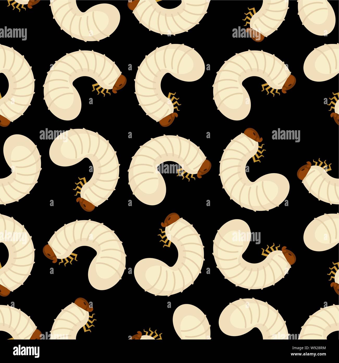 Beetle larva pattern seamless. Bug caterpillar background . Maggot ...