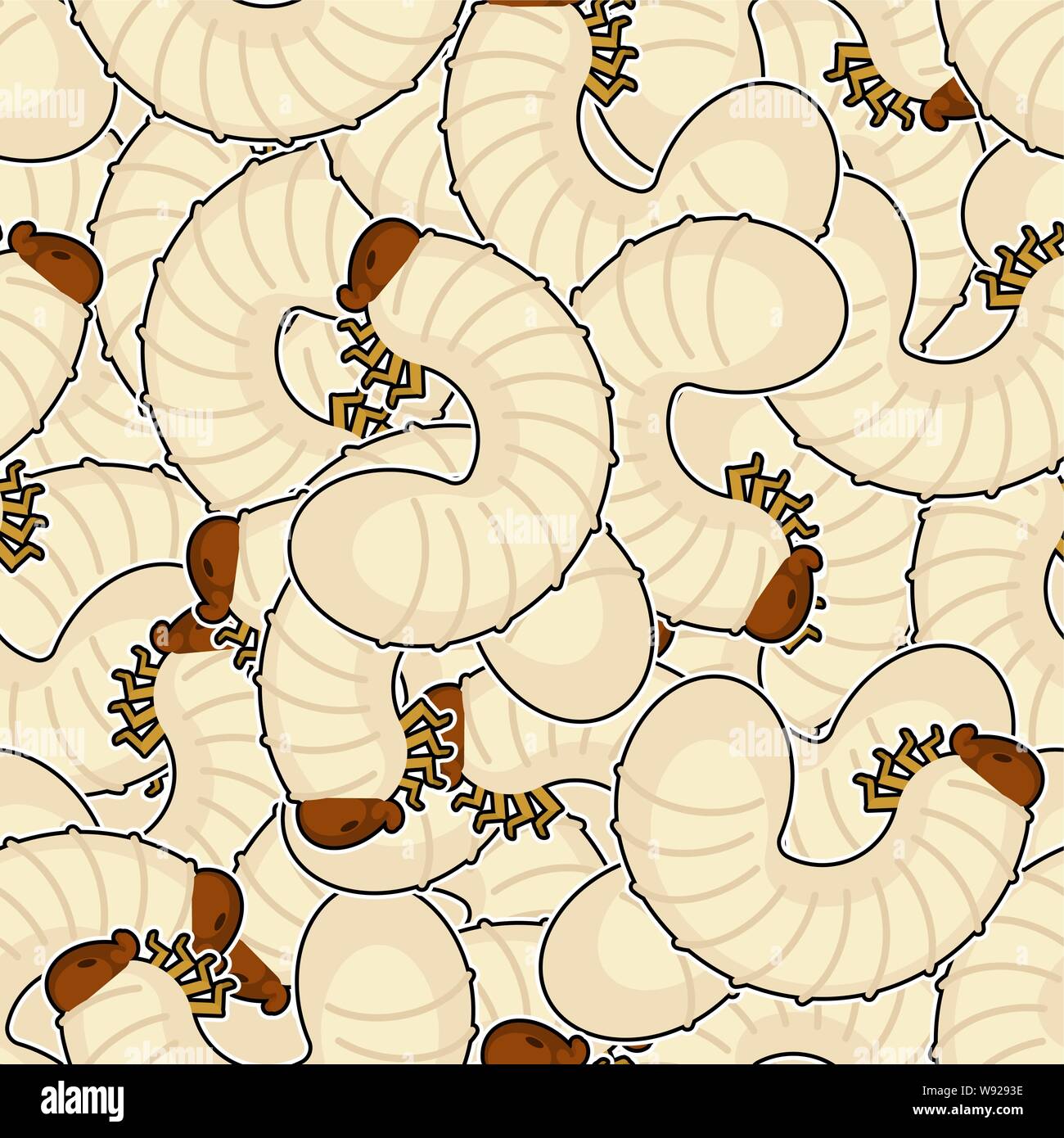 Beetle larva pattern seamless. Bug caterpillar background . Maggot ...