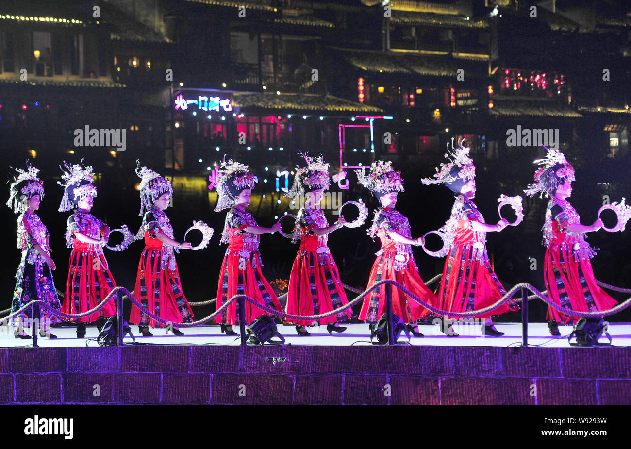 Chinese women of Miao ethnic minority dressed in traditional Miao ...