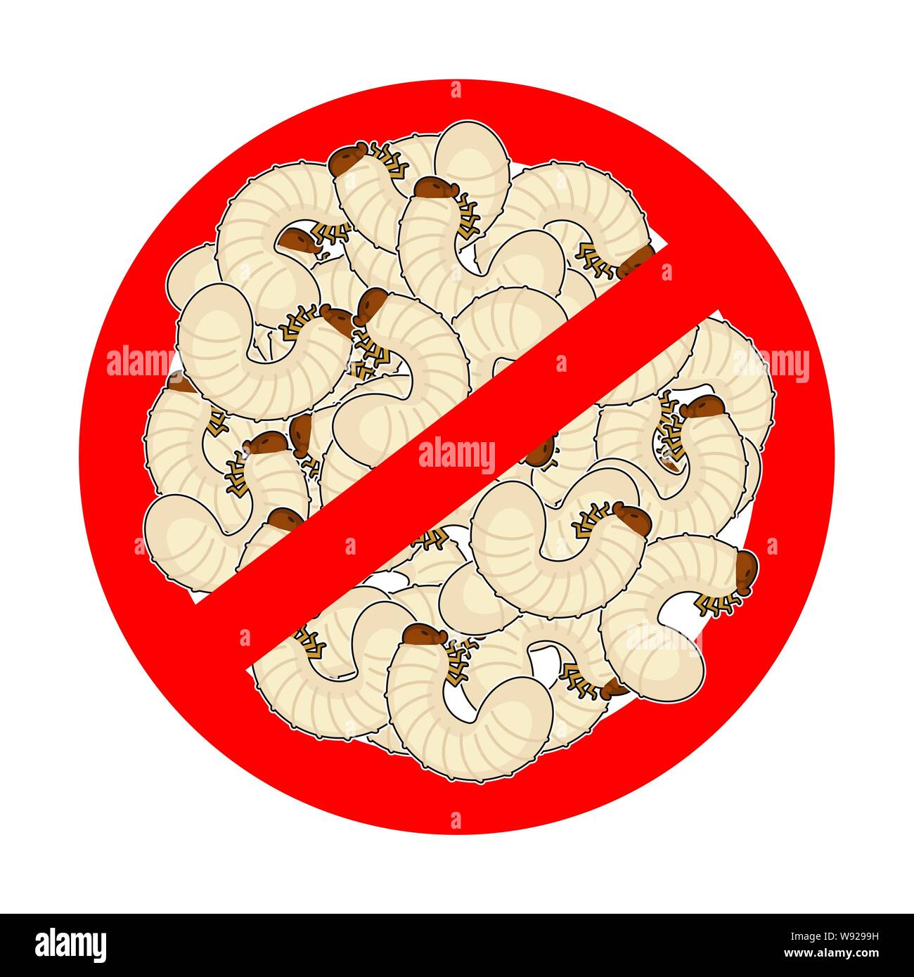 Stop Beetle larva. Ban Maggot. Red prohibition road sign Stock Vector ...