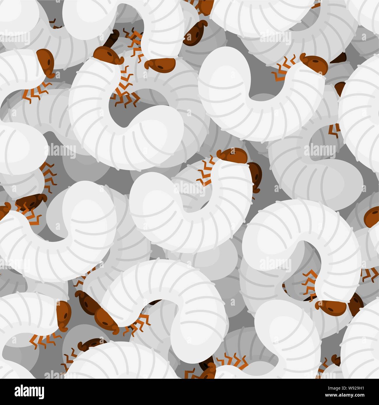 Beetle larva pattern seamless. Bug caterpillar background . Maggot ...