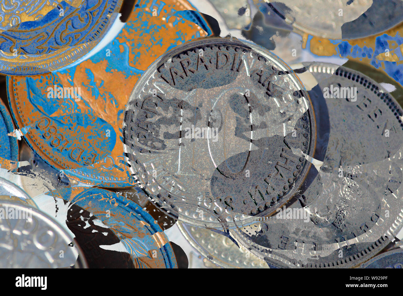 Old coins abstract, various European currencies Stock Photo - Alamy