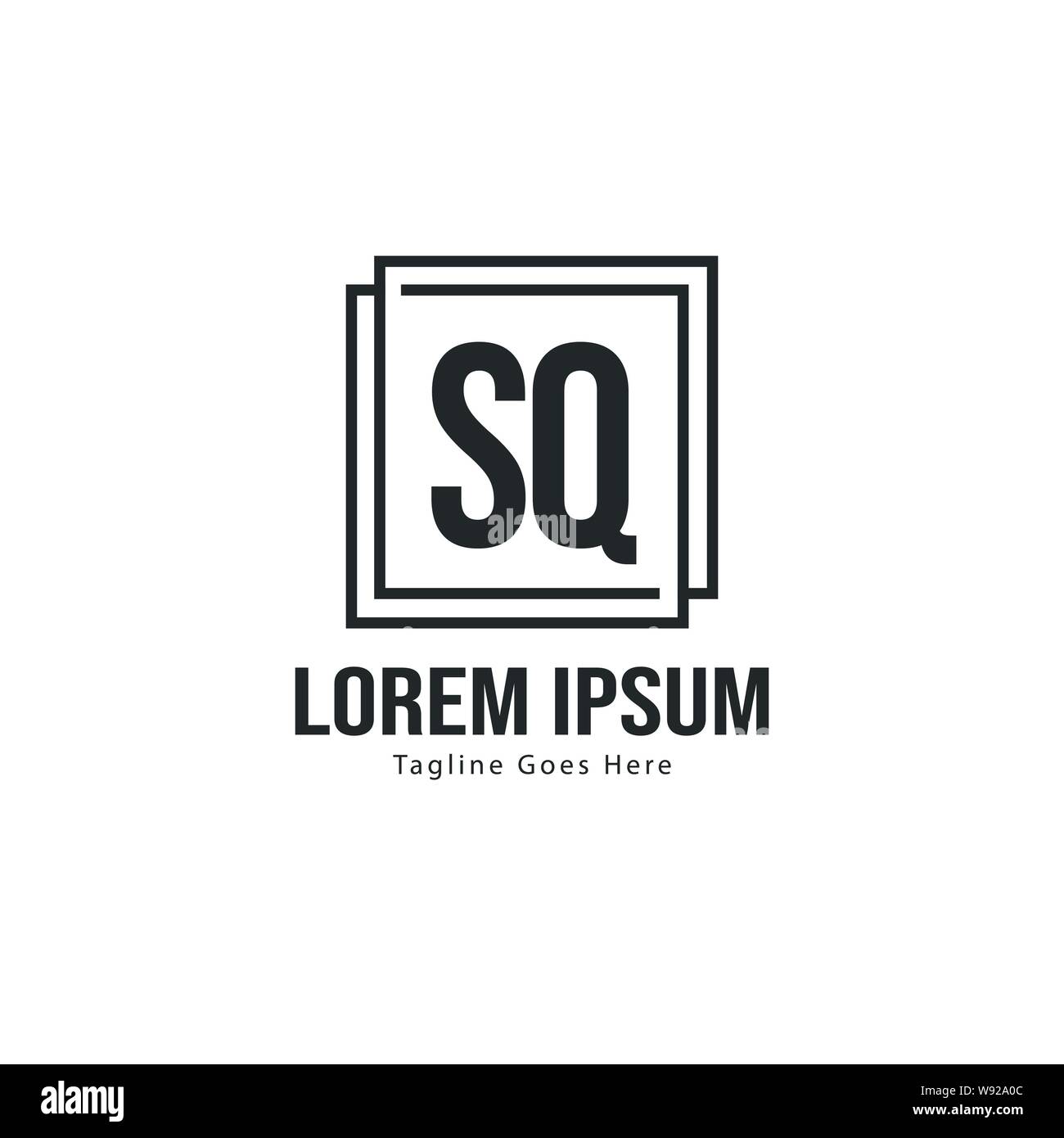 Initial SQ logo template with modern frame. Minimalist SQ letter logo ...