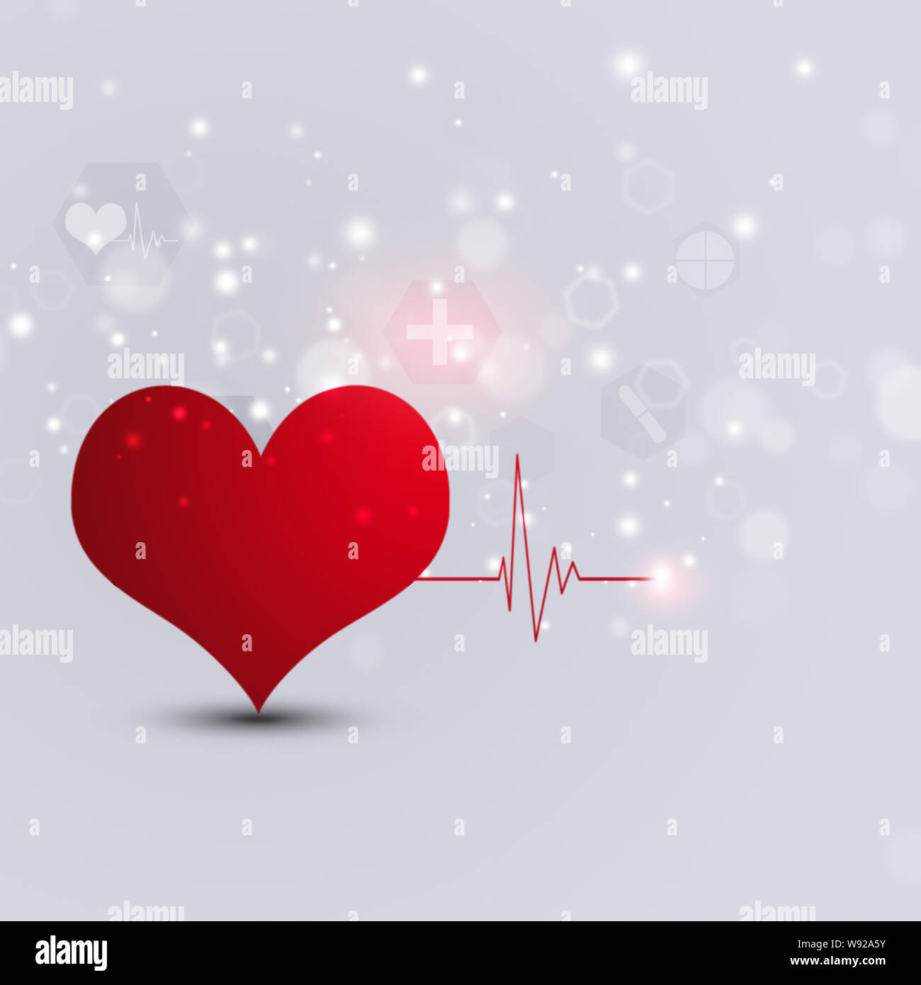red heart pulsating rhythm graph medical background Stock Photo - Alamy