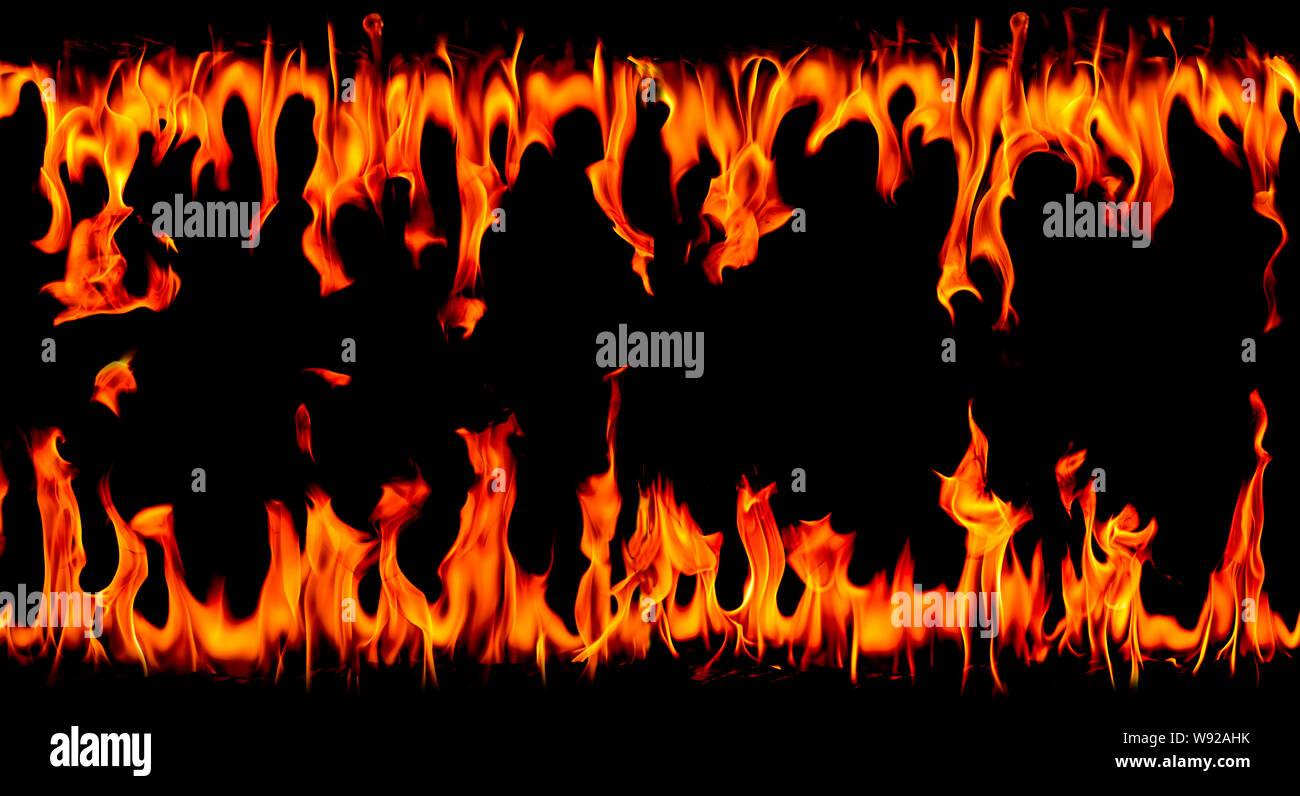 Fire flames on Abstract art black background, Burning red hot sparks ...