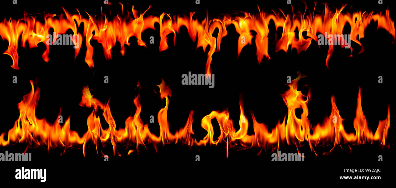 Fire flames on Abstract art black background, Burning red hot sparks ...