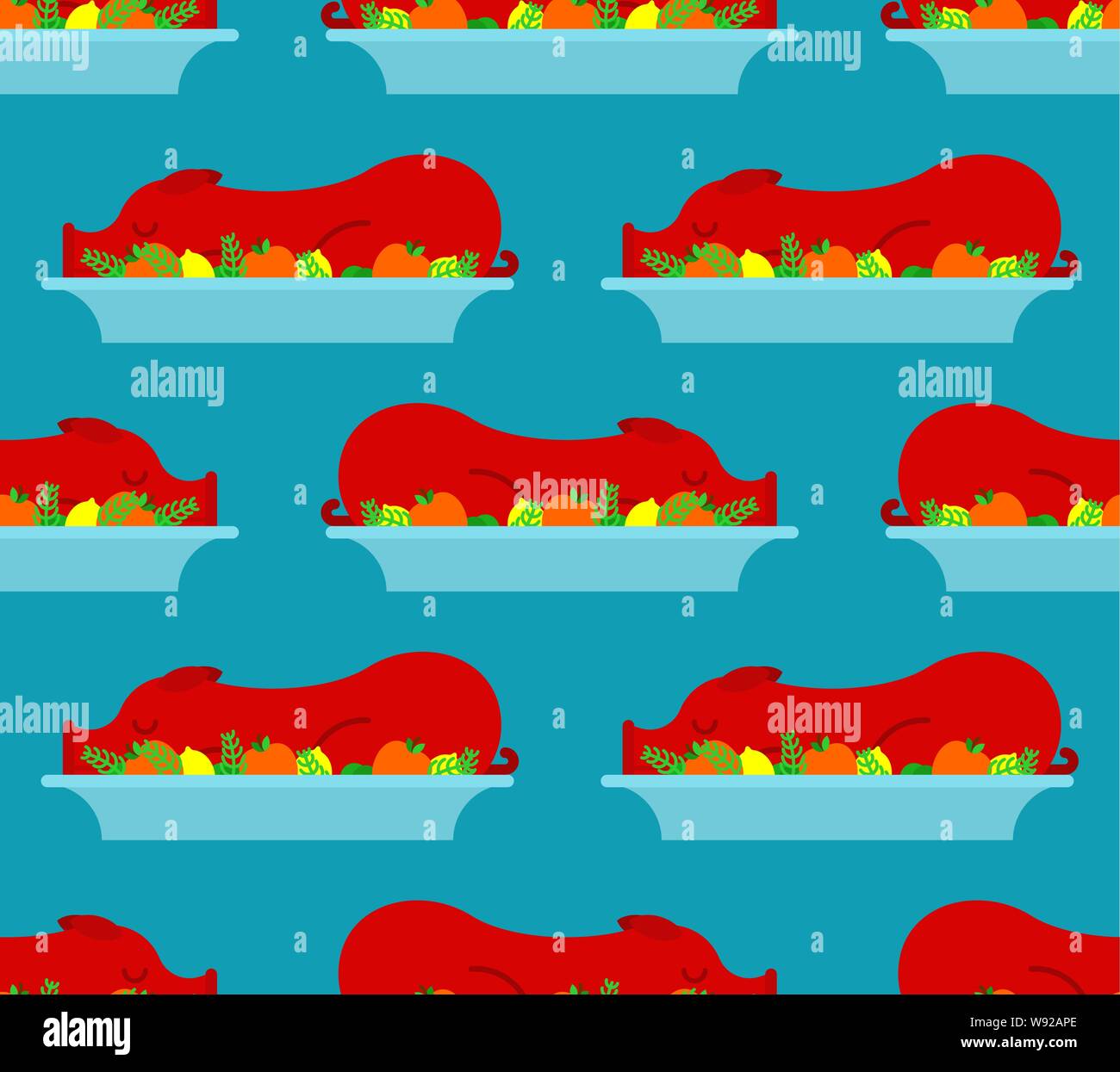 Roasted pig in plate pattern seamless. grilled pig background. vector ...