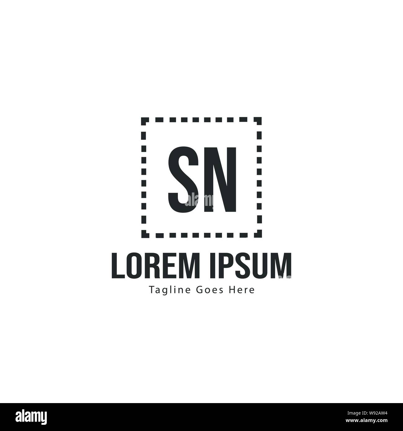 Initial SN logo template with modern frame. Minimalist SN letter logo ...