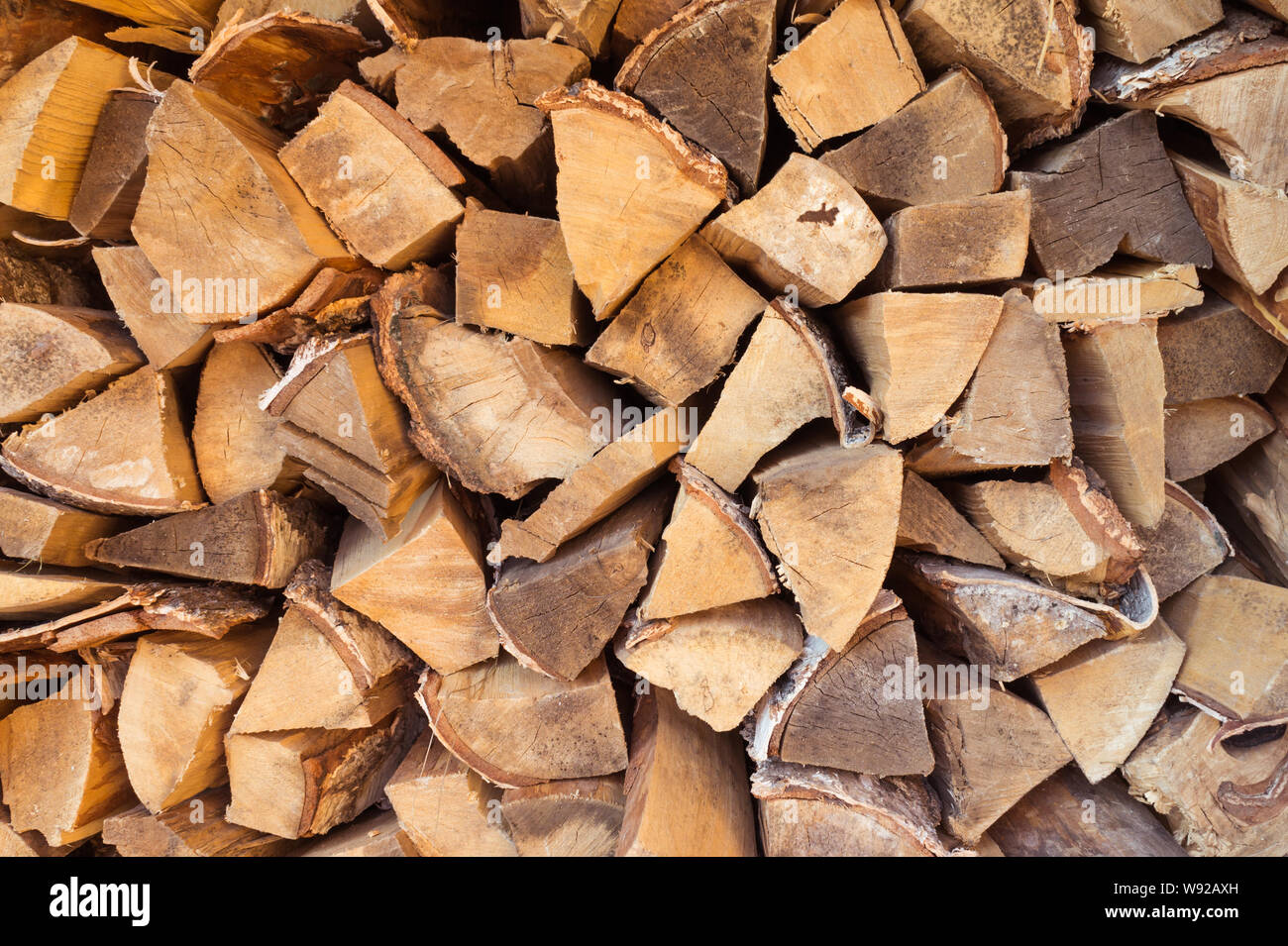A neatly folded log of chopped wood. Country life. Fire melting Stock ...