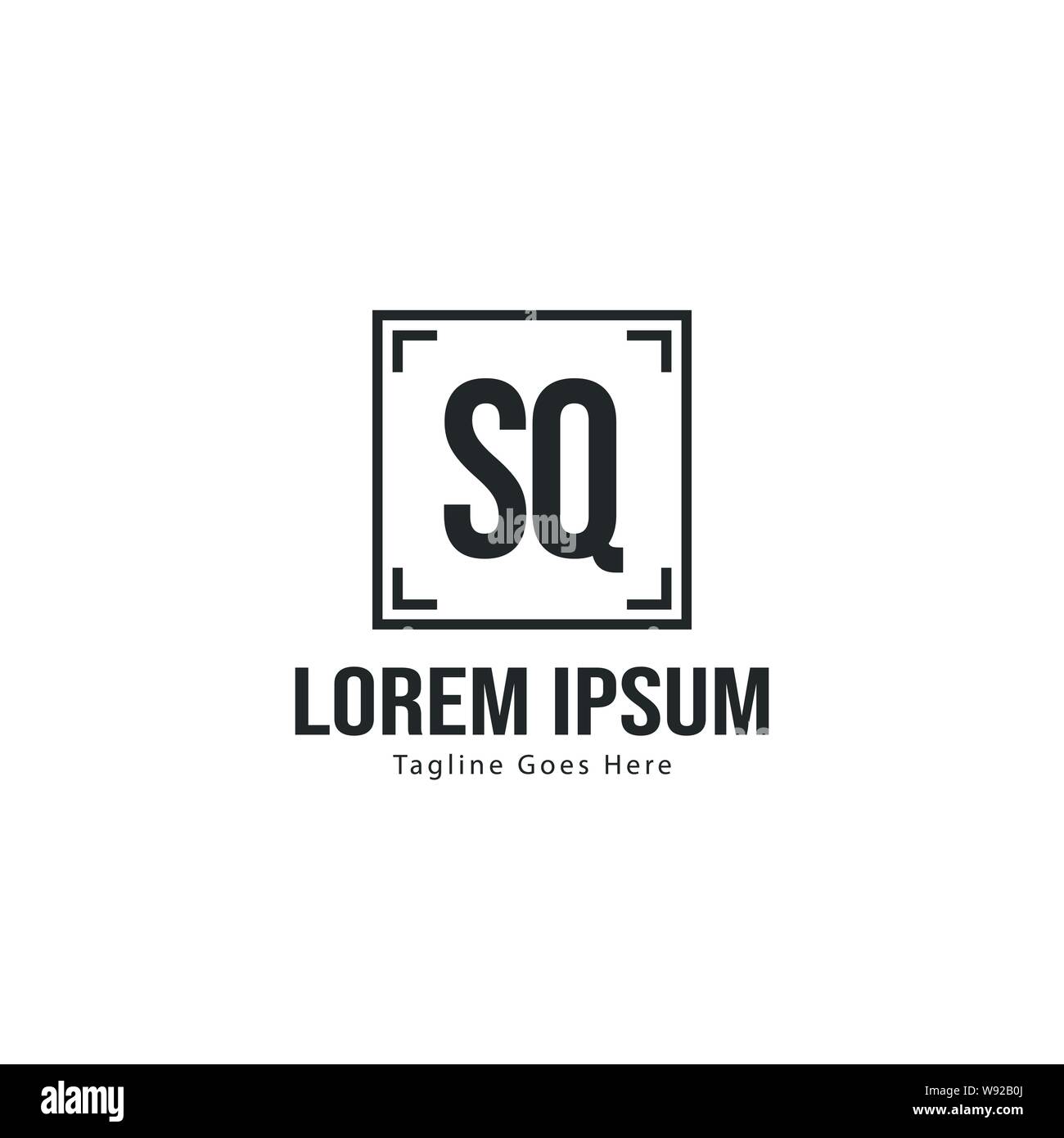 Initial SQ logo template with modern frame. Minimalist SQ letter logo ...