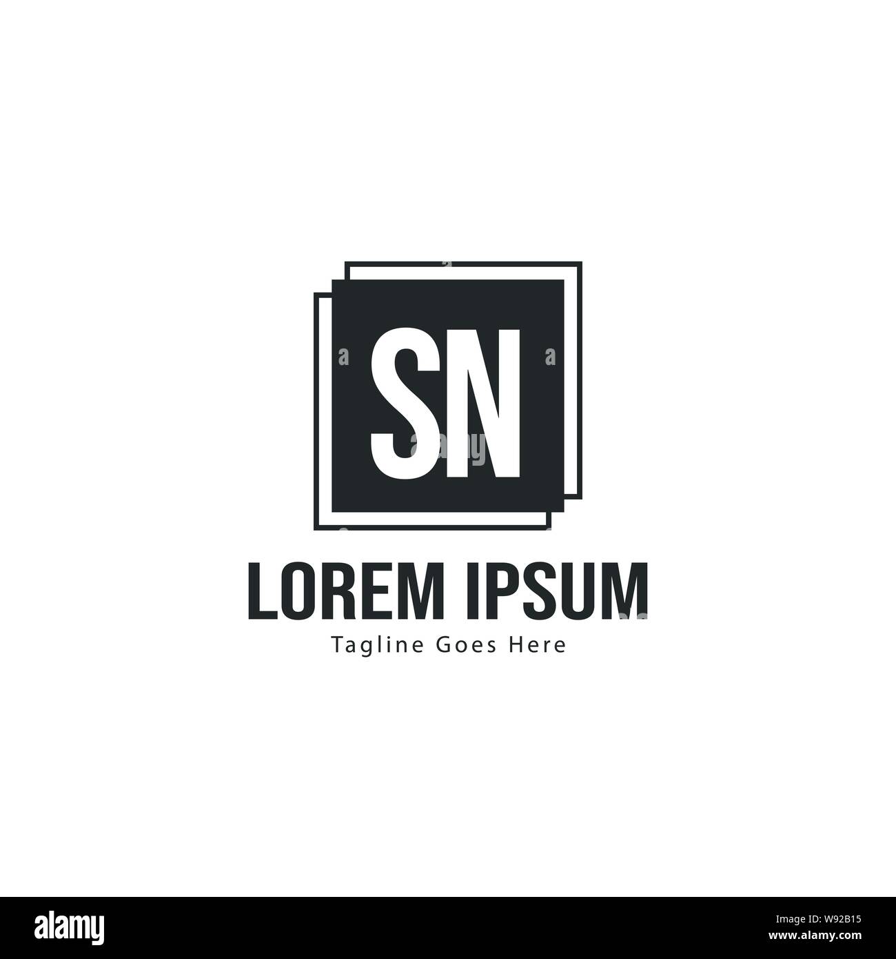 Initial SN logo template with modern frame. Minimalist SN letter logo ...