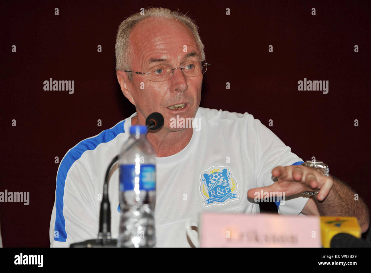 Swedish soccer coach Sven-Goran Eriksson gives a lecture to local ...