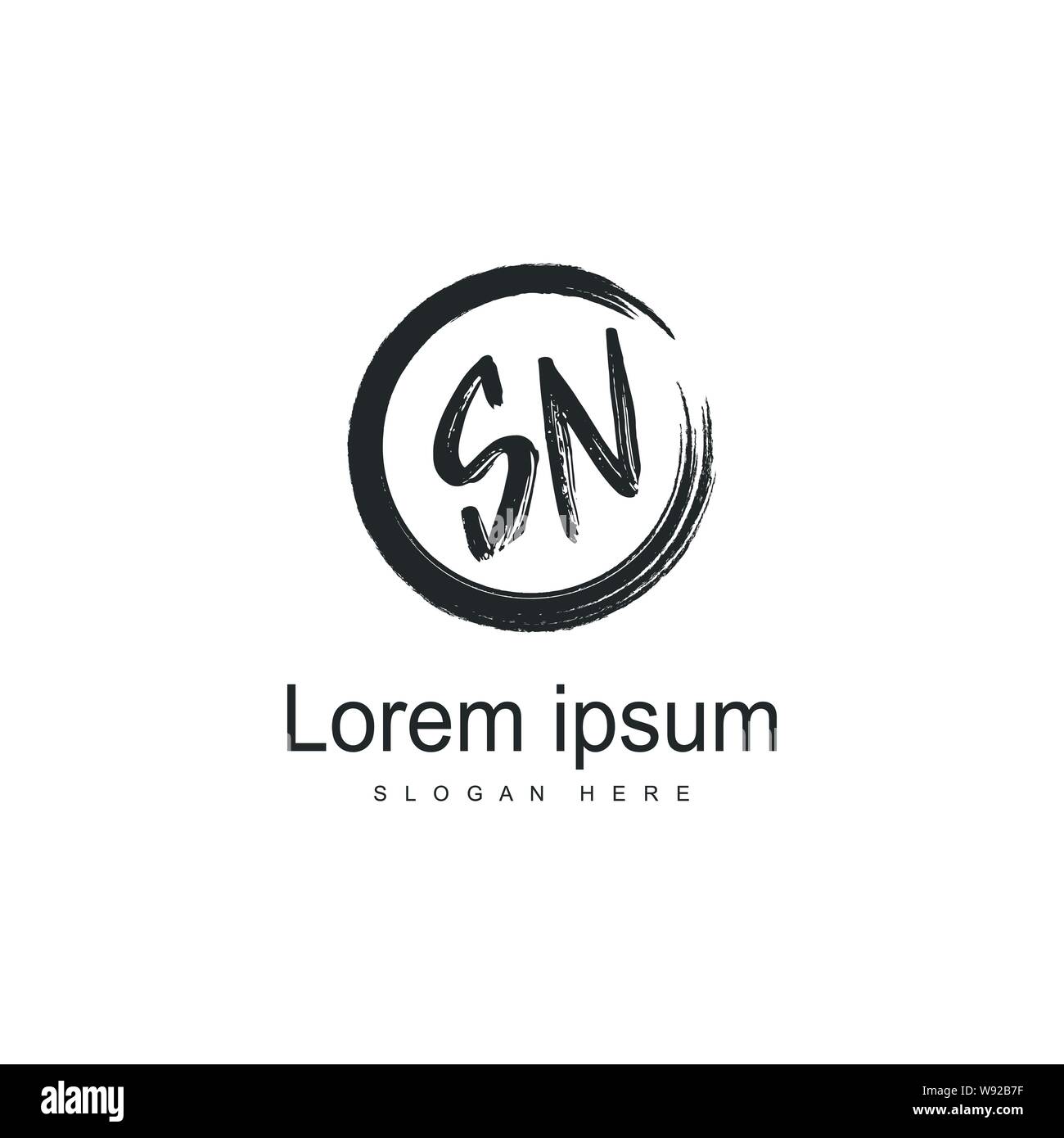 Initial SN logo template with modern frame. Minimalist SN letter logo ...