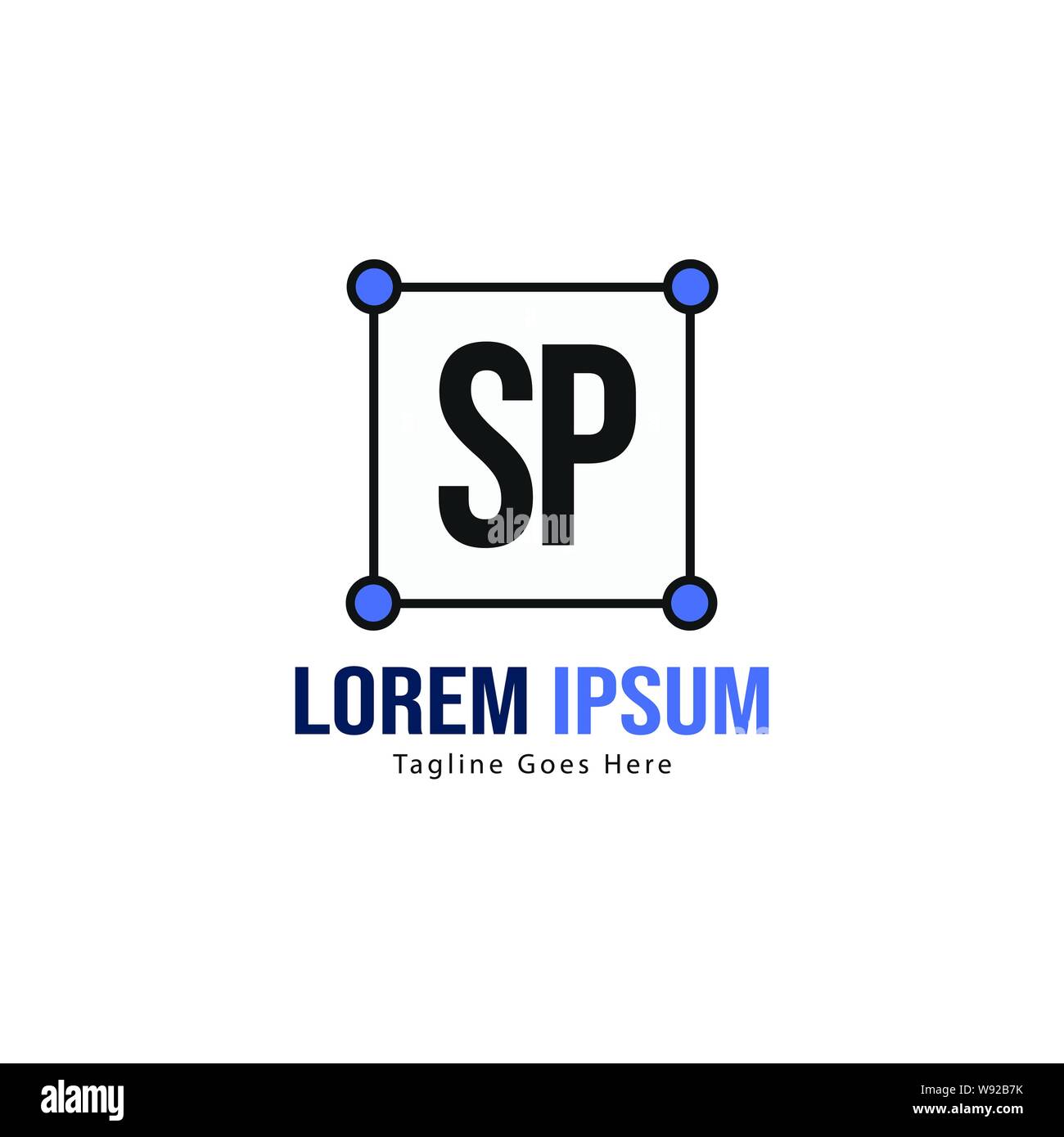 Initial SP logo template with modern frame. Minimalist SP letter logo ...