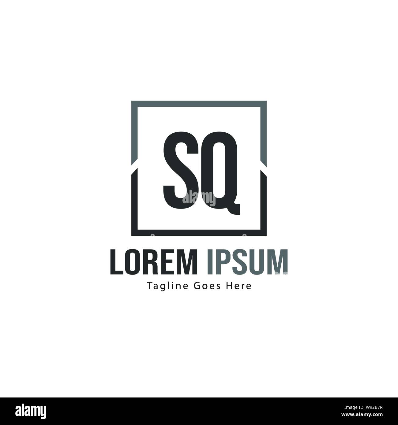 Initial SQ logo template with modern frame. Minimalist SQ letter logo ...