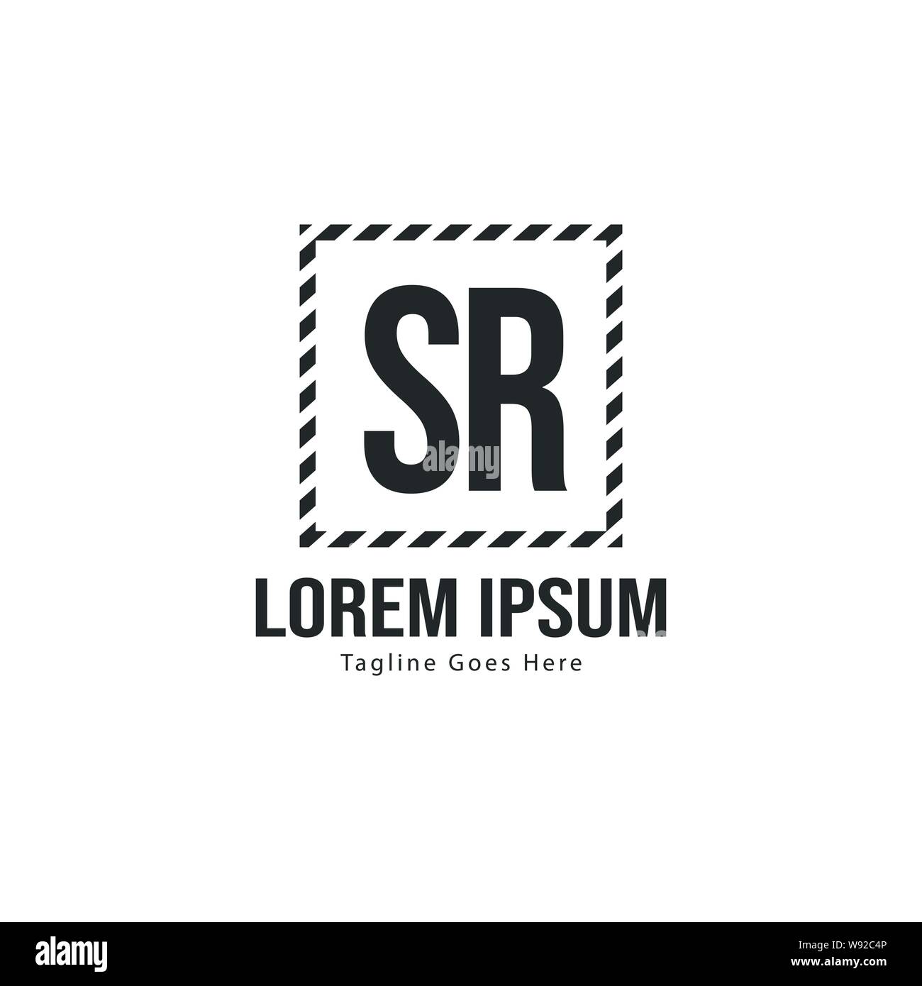Initial SR logo template with modern frame. Minimalist SR letter logo ...