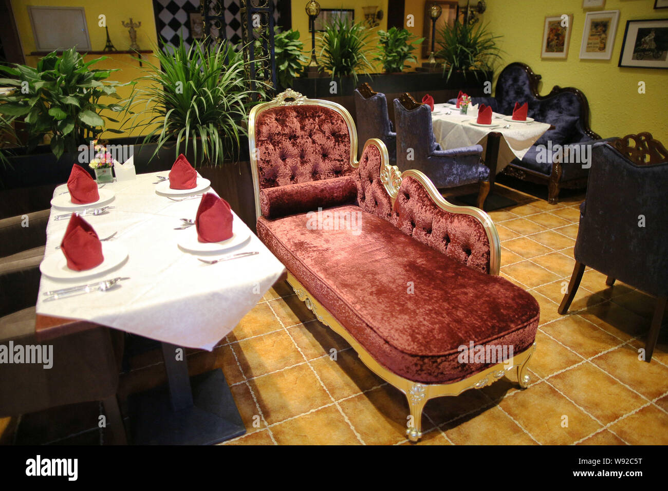 Interior view of the Russian restaurant 1958 on the campus of Renmin ...