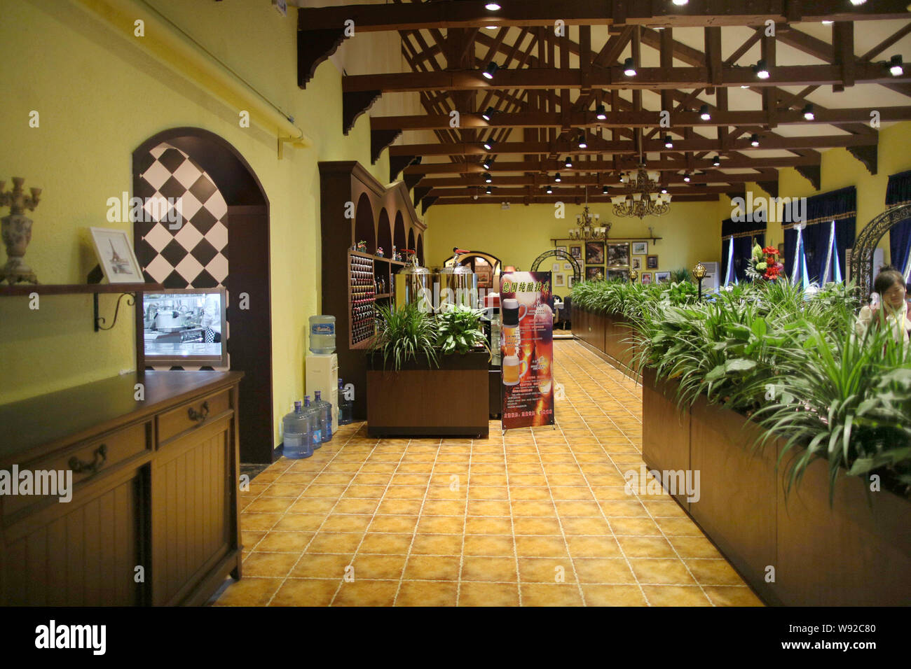 Interior view of the Russian restaurant 1958 on the campus of Renmin ...