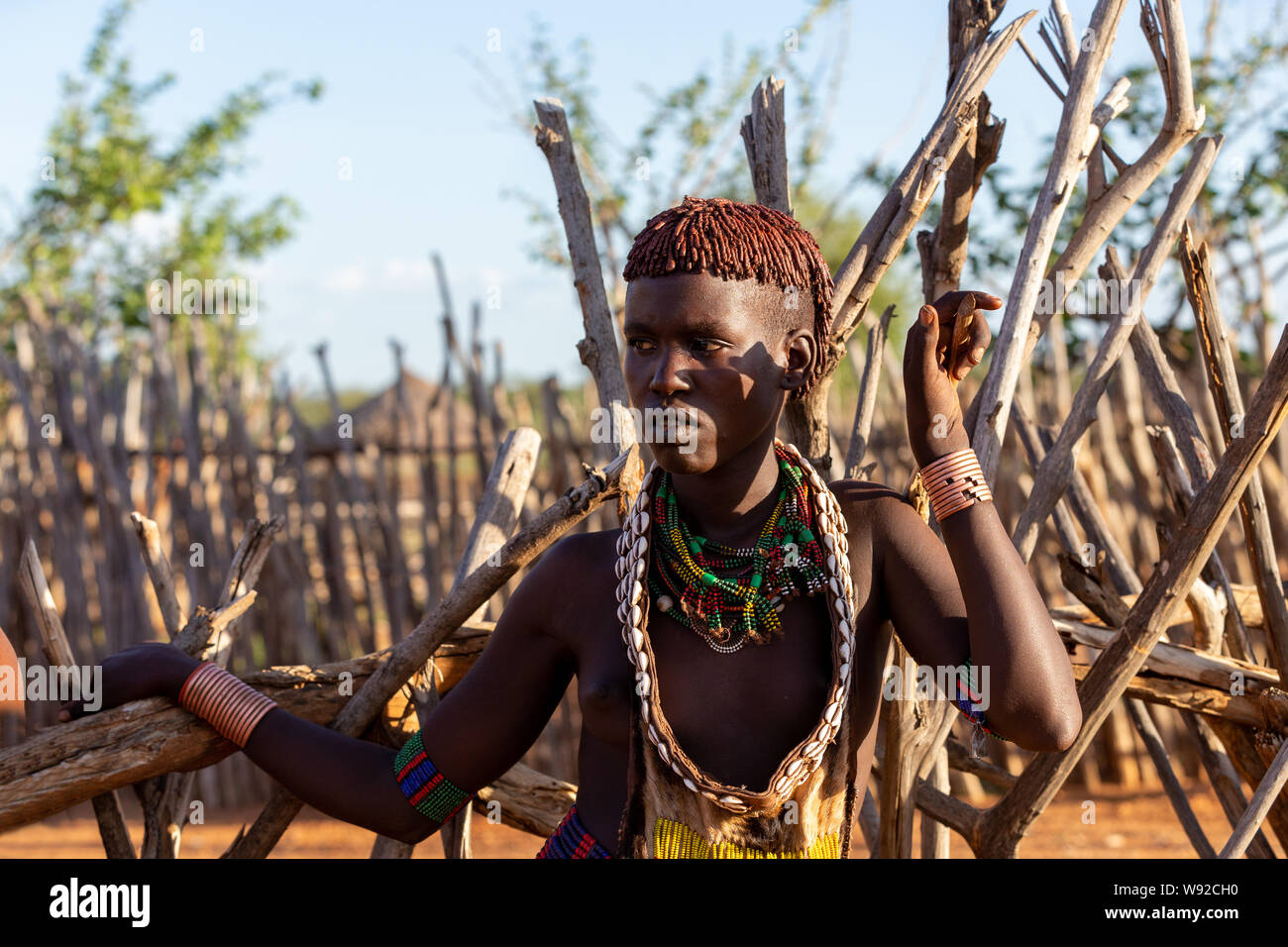Turmi, Omo River Valley, Ethiopia - May 10, 2019: Portrait of a young ...