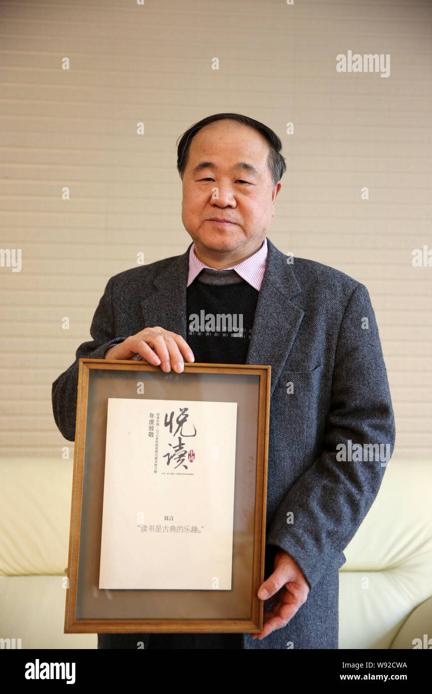 --FILE--Chinese novelist and winner of the 2012 Nobel Prize in ...