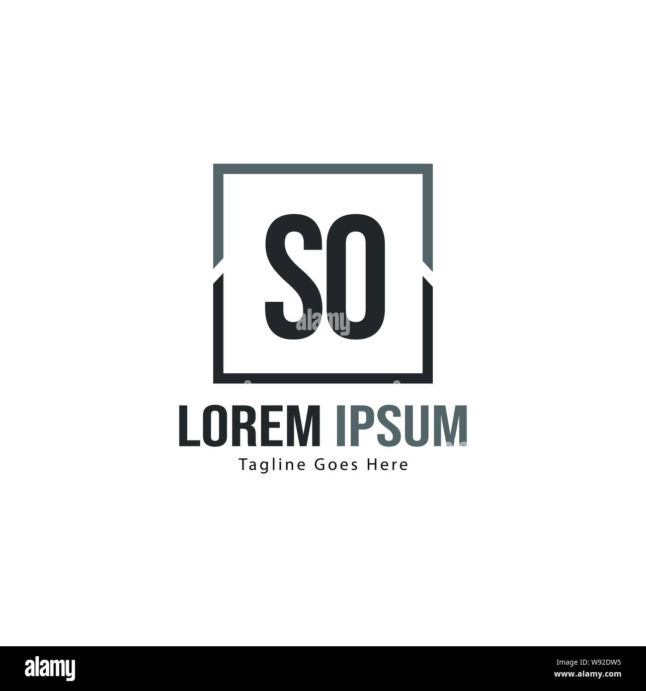 Initial SO logo template with modern frame. Minimalist SO letter logo ...