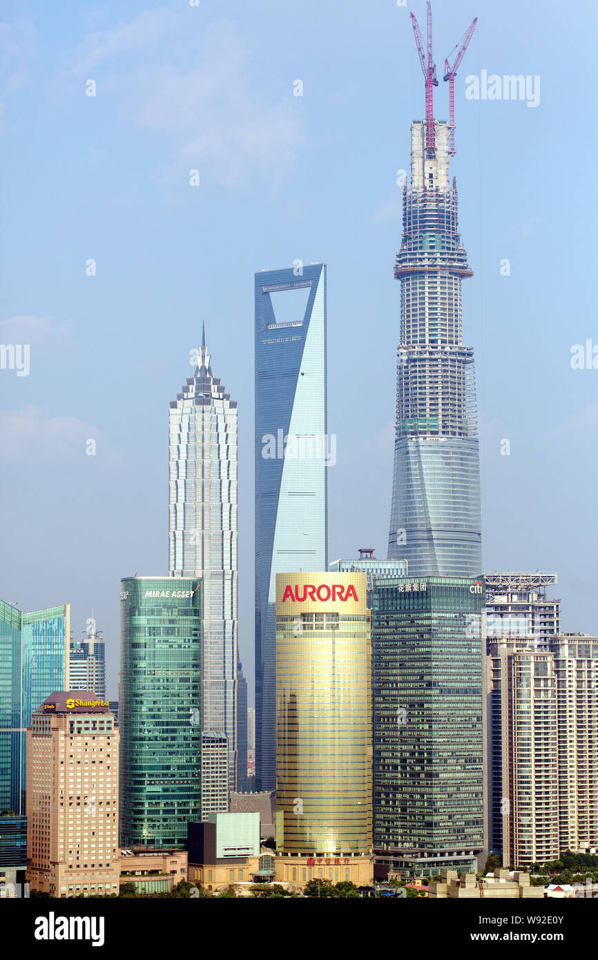 Skyline of the Lujiazui Financial District with the Shanghai Tower ...
