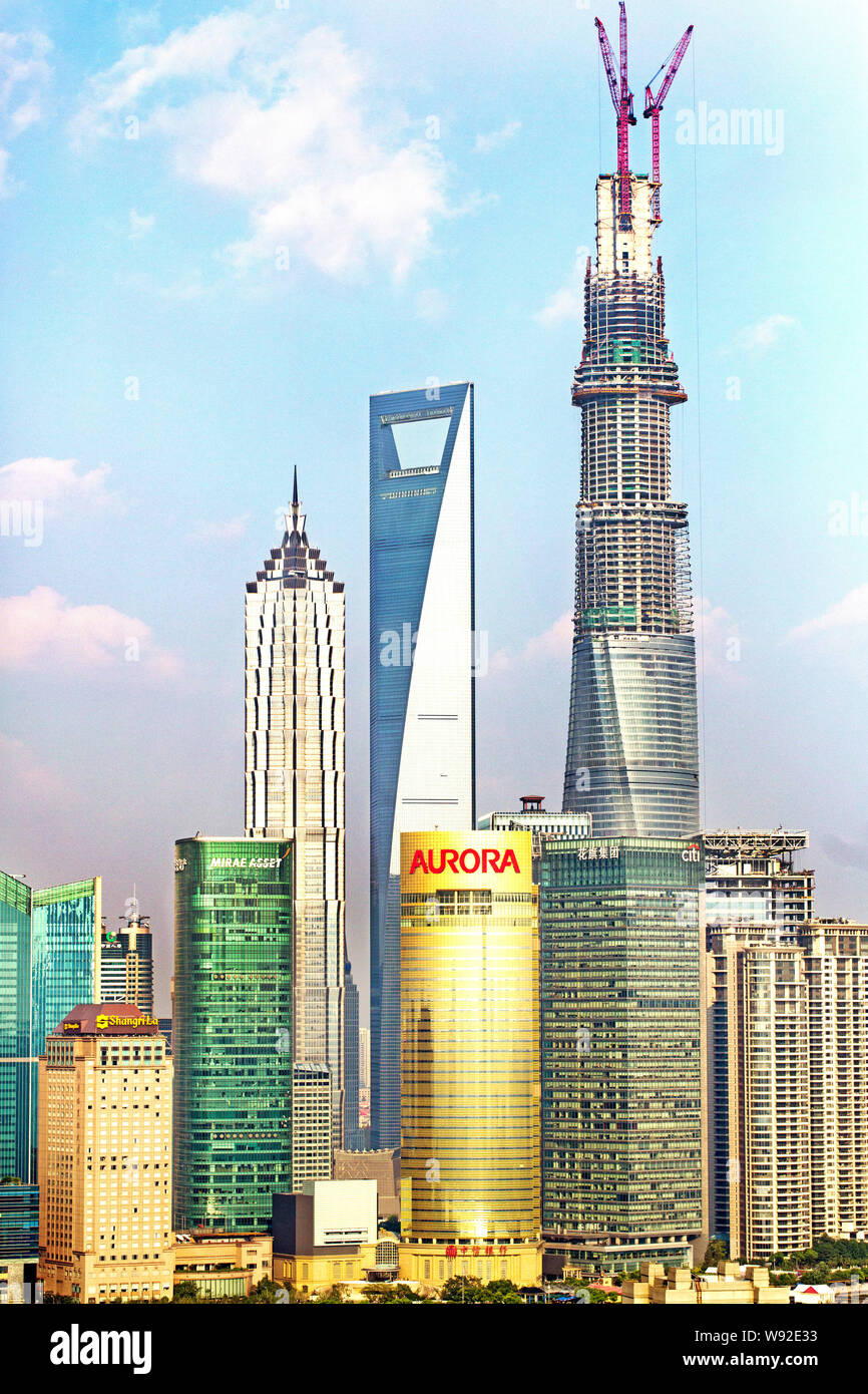 Skyline of the Lujiazui Financial District with the Shanghai Tower ...