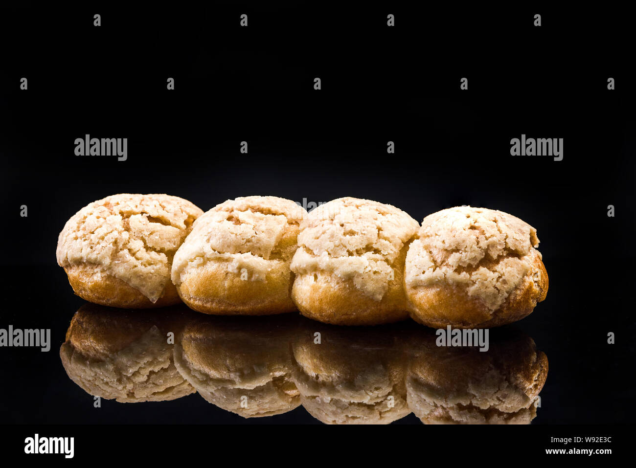 French Artisan Eclair on Black Reflective Background,Copy Space ...