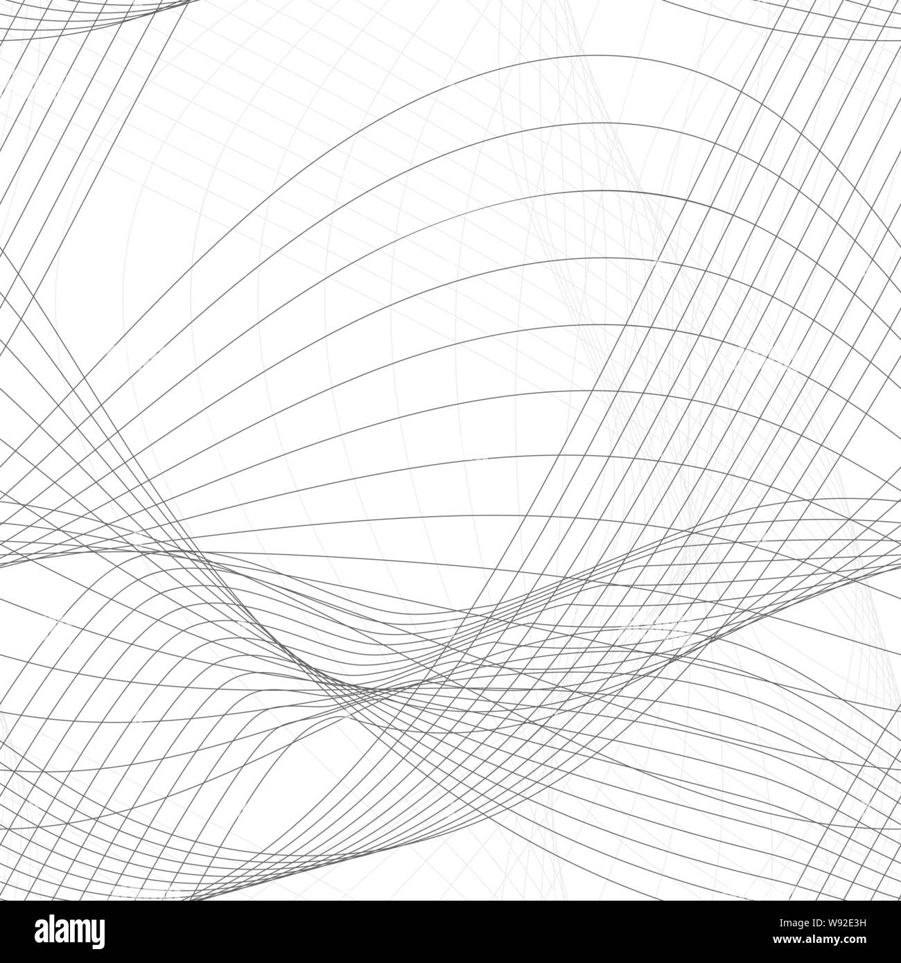 Abstract background with gray curved lines, wavy seamless pattern on ...