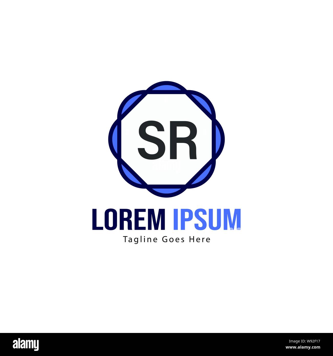 Initial SR logo template with modern frame. Minimalist SR letter logo ...