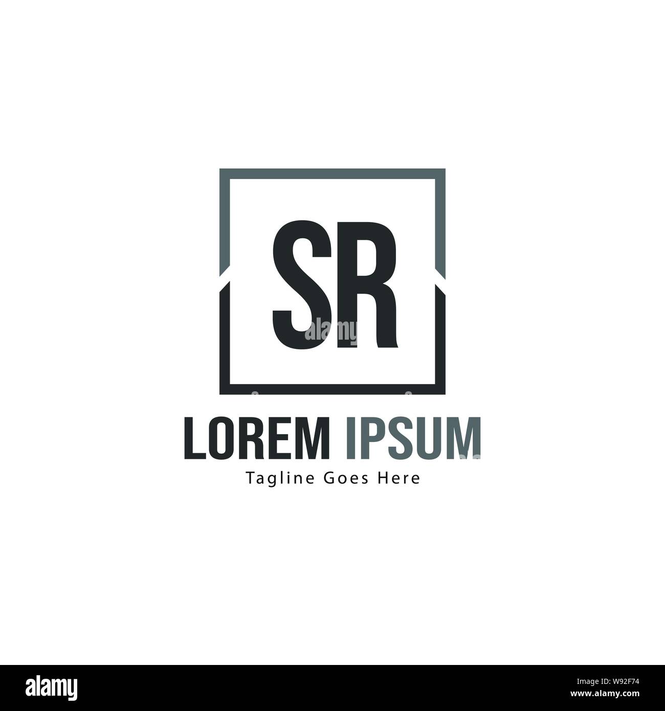 Initial SR logo template with modern frame. Minimalist SR letter logo ...