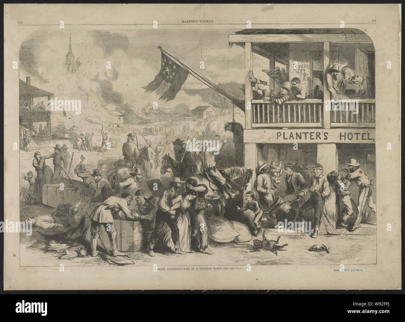 A Rebel guerrilla raid in a western town / Th. Nast Stock Photo - Alamy