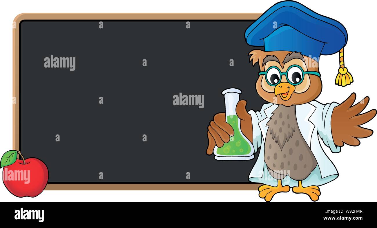 Owl teacher with chemical flask theme 3 - eps10 vector illustration ...