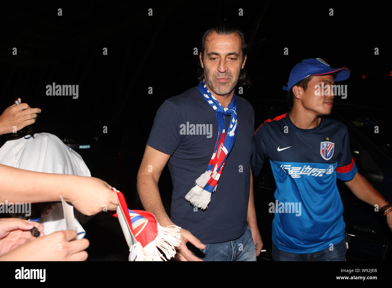 Sergio Batista, left, former head coach of Shanghai Shenhua, former ...