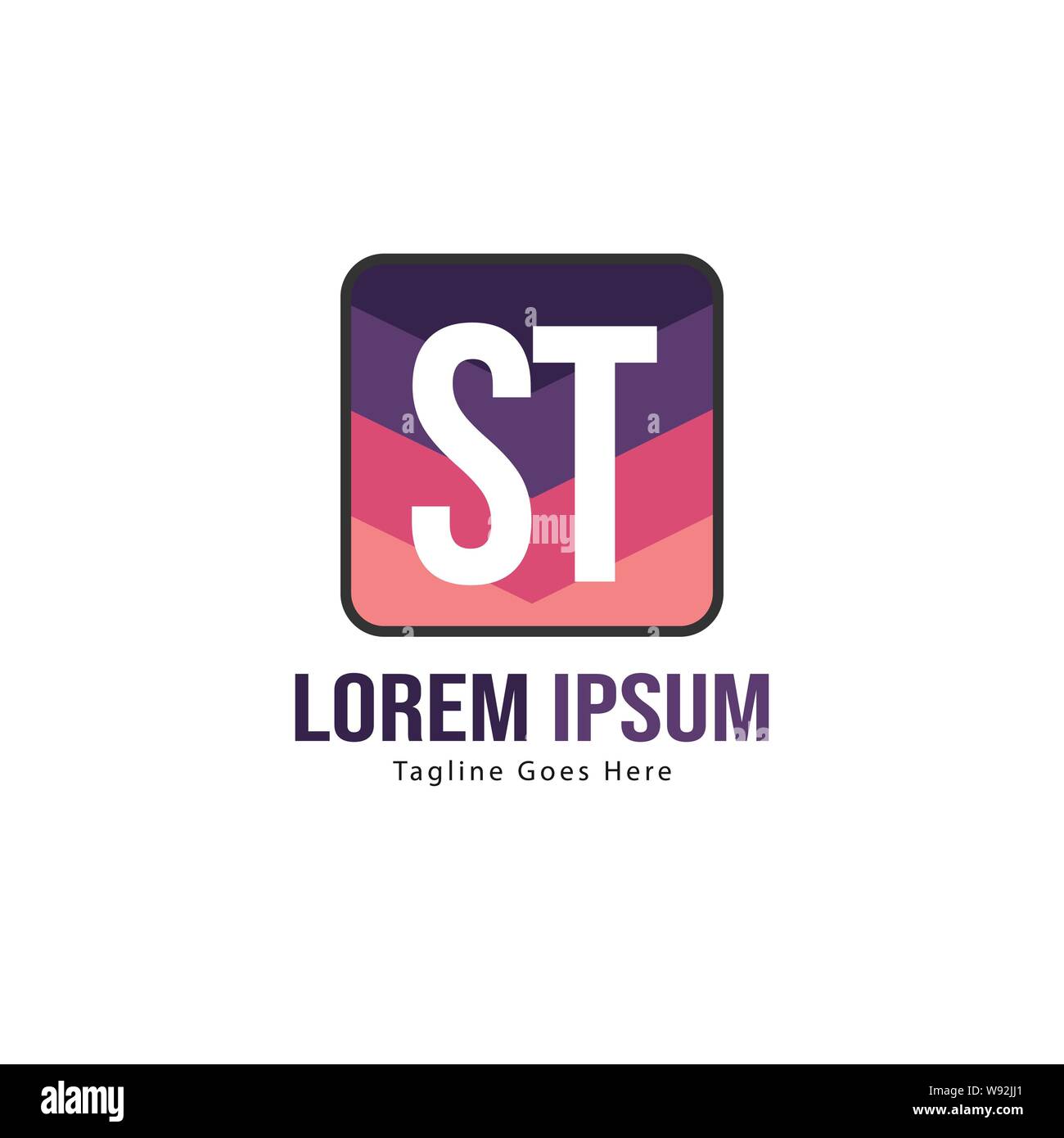 Initial ST logo template with modern frame. Minimalist ST letter logo ...