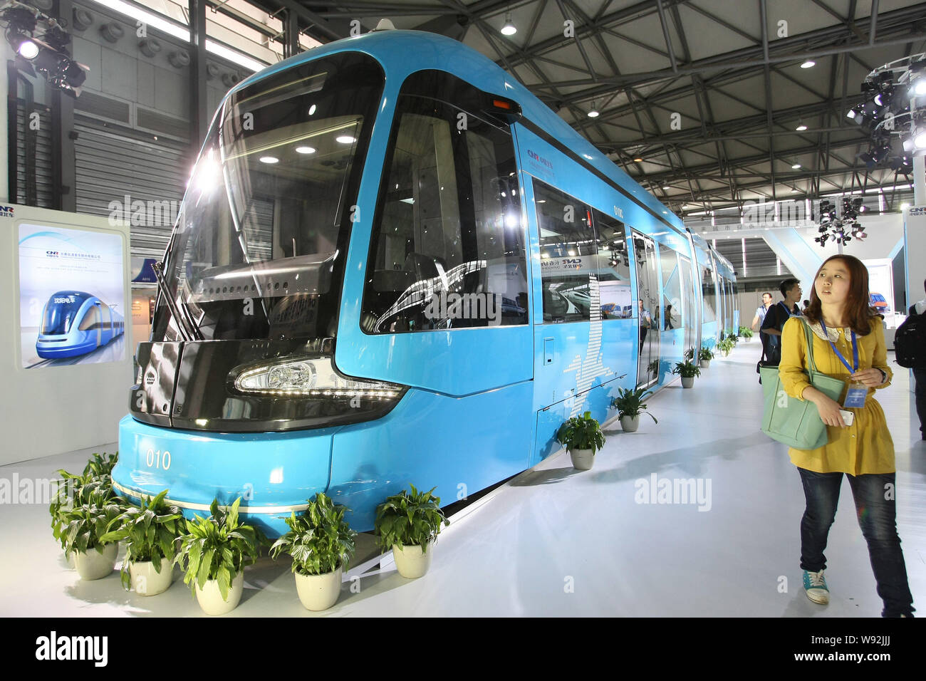 A tram made by Changchun Railway Vehicles Co is seen during the Rail ...