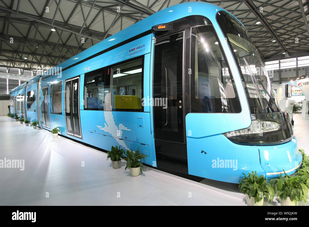 A tram made by Changchun Railway Vehicles Co is seen during the Rail ...