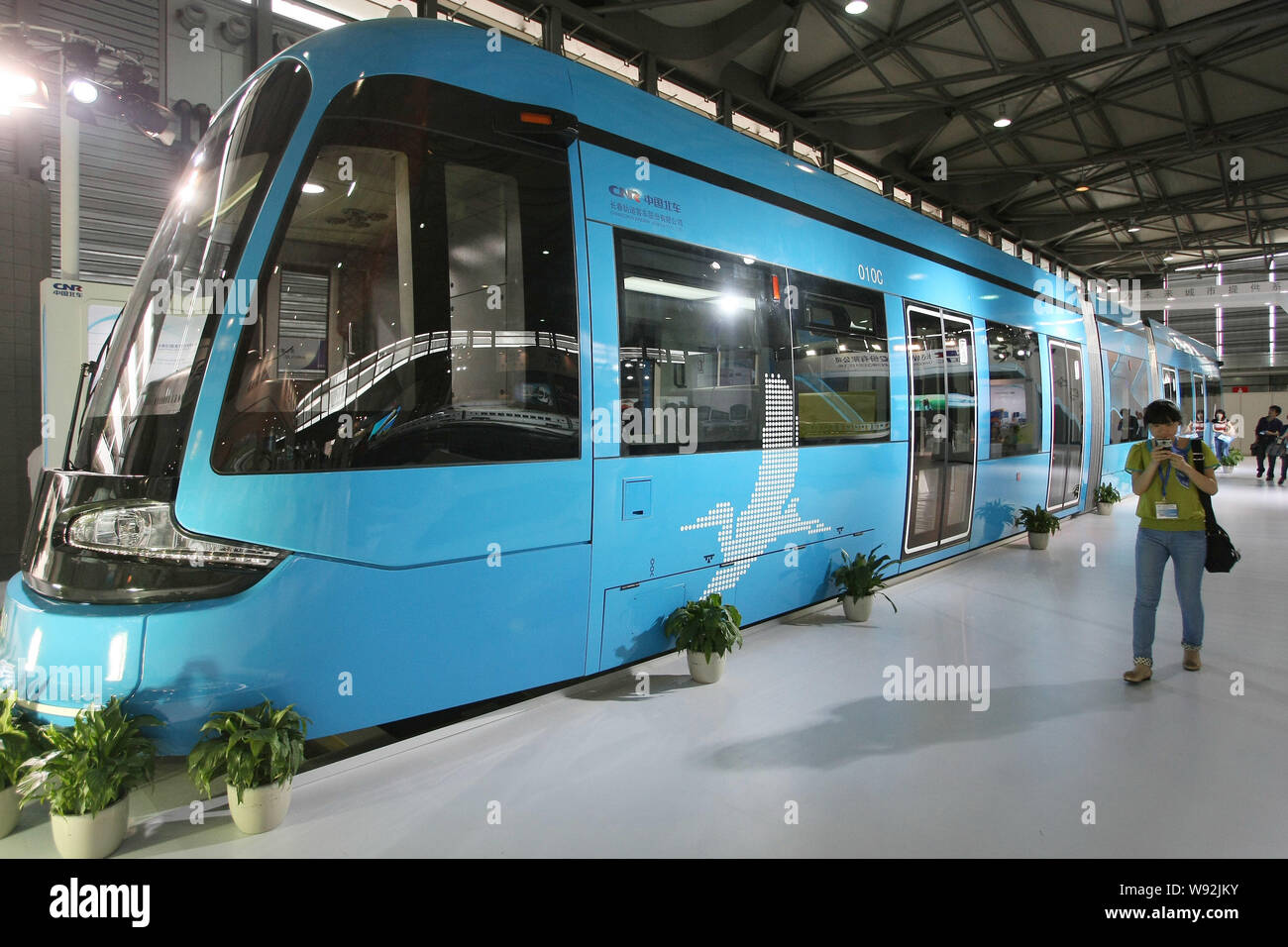A tram made by Changchun Railway Vehicles Co is seen during the Rail ...