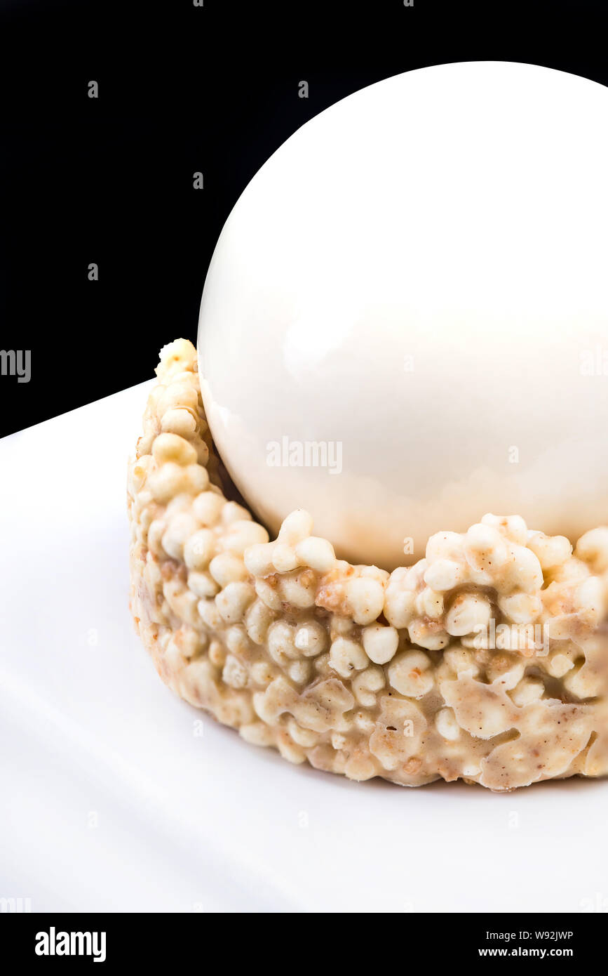 Artisan Monoportion Patisserie Dessert Cake on White Reflective ...