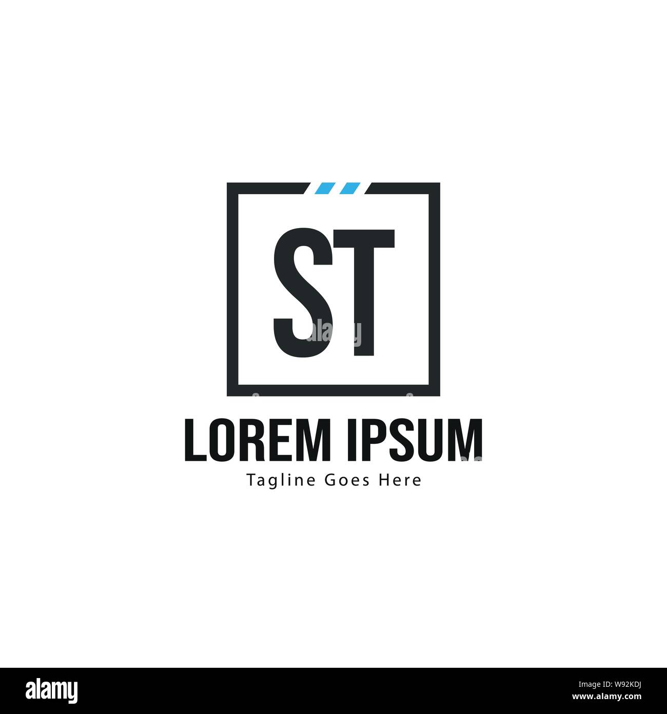 Initial ST logo template with modern frame. Minimalist ST letter logo ...