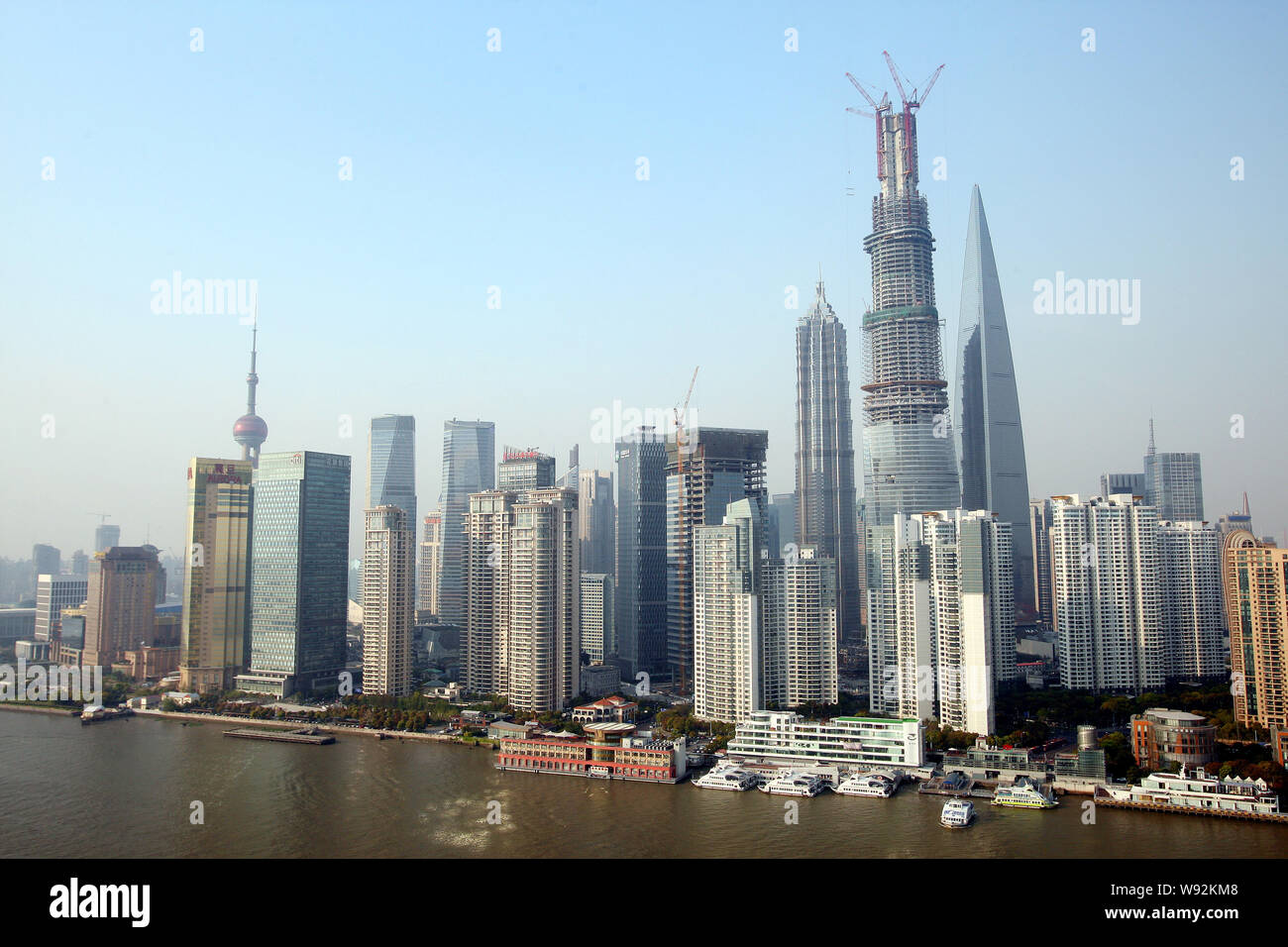 Skyline of the Lujiazui Financial District with the Shanghai Tower ...