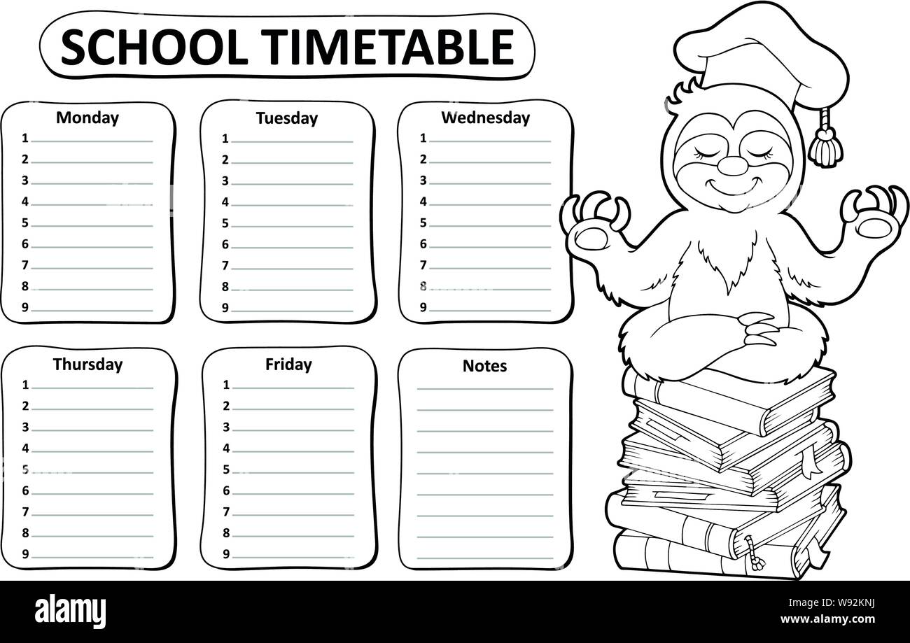 Black and white school timetable topic 5 - eps10 vector illustration ...